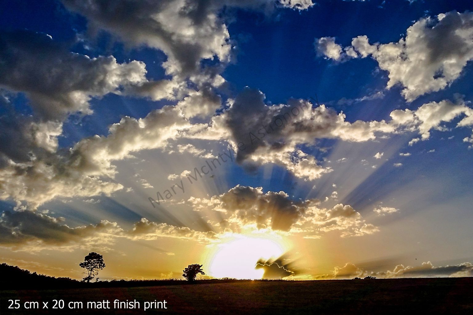 Sunset Crepuscular Rays 25cm x 20 cm Matt Finish Print – Mary McIntyre ...